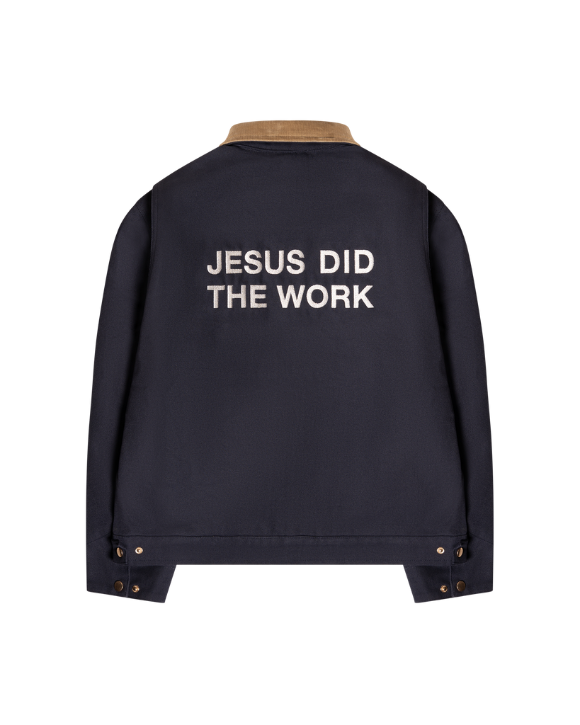 'JESUS DID THE WORK' JACKET - NAVY – NOT YET HOME