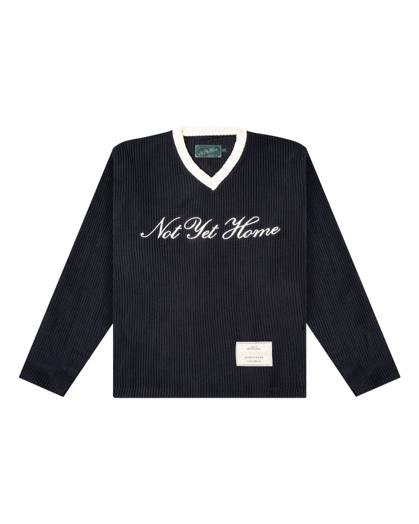 'CHILD OF GOD’ KNIT SWEATER - NAVY – NOT YET HOME