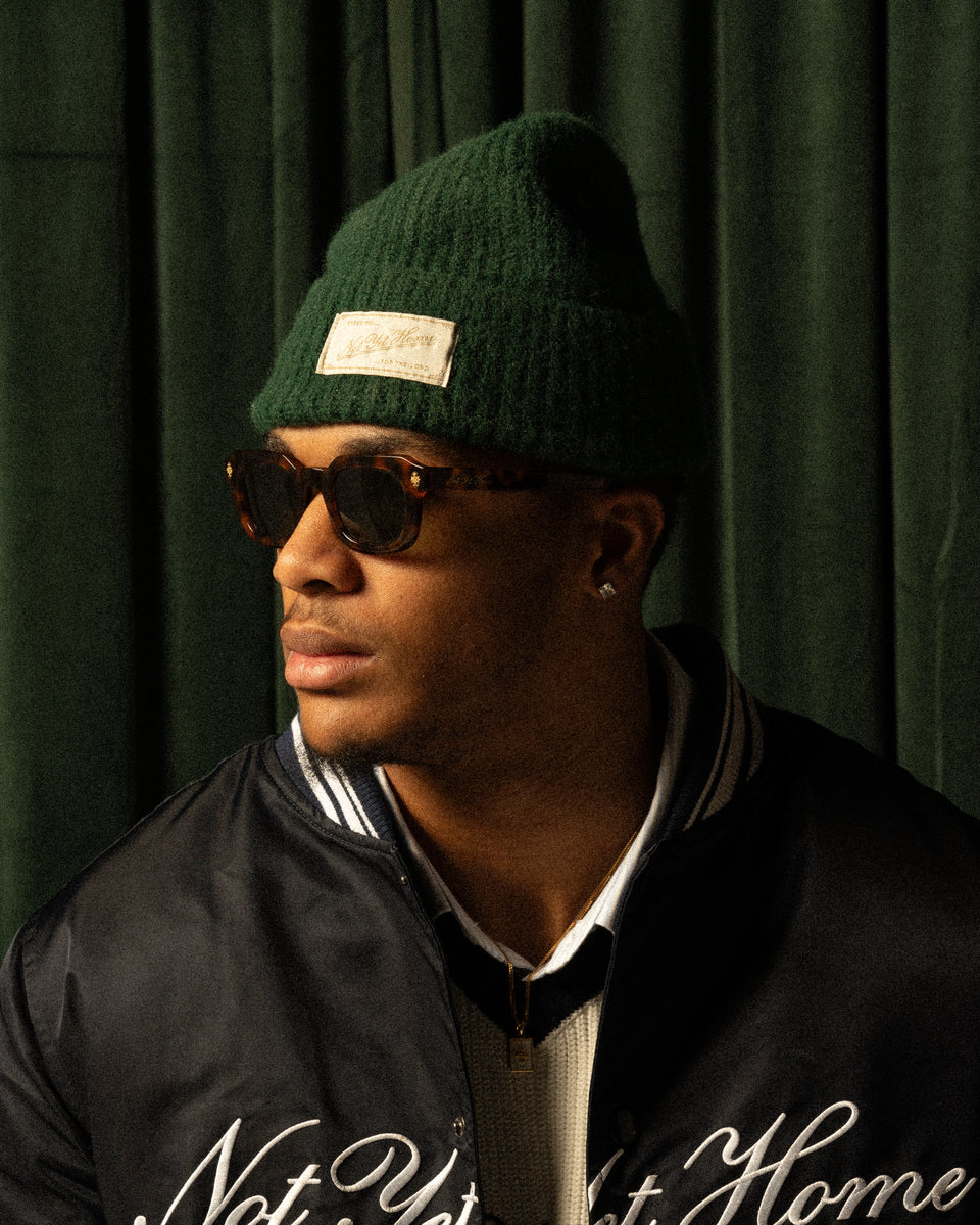 NYH BEANIE - DARK GREEN – NOT YET HOME