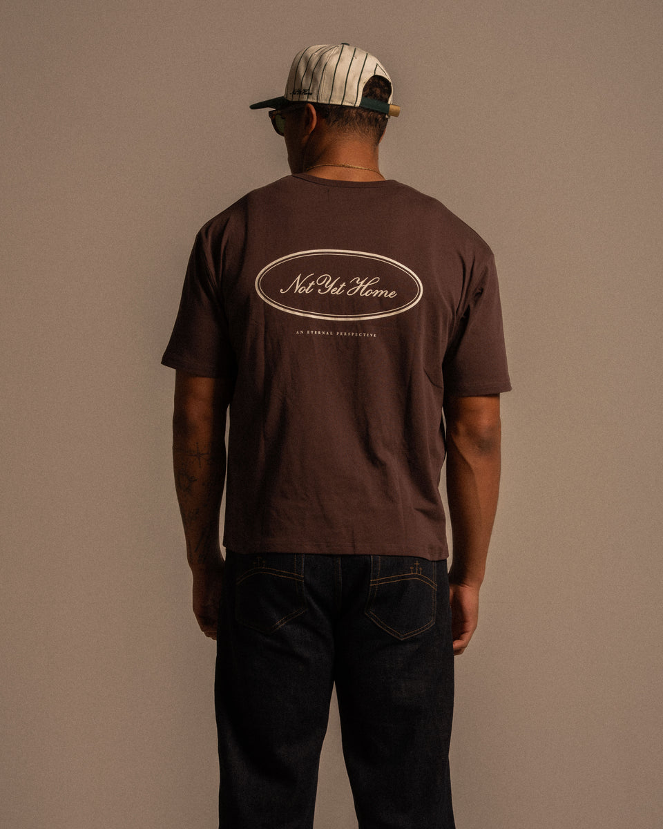 'OVAL LOGO' TEE - BROWN – NOT YET HOME