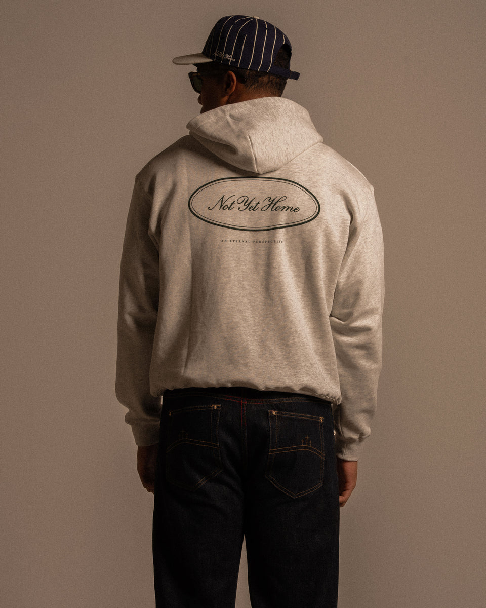 'OVAL LOGO' HOODIE - HEATHER – NOT YET HOME