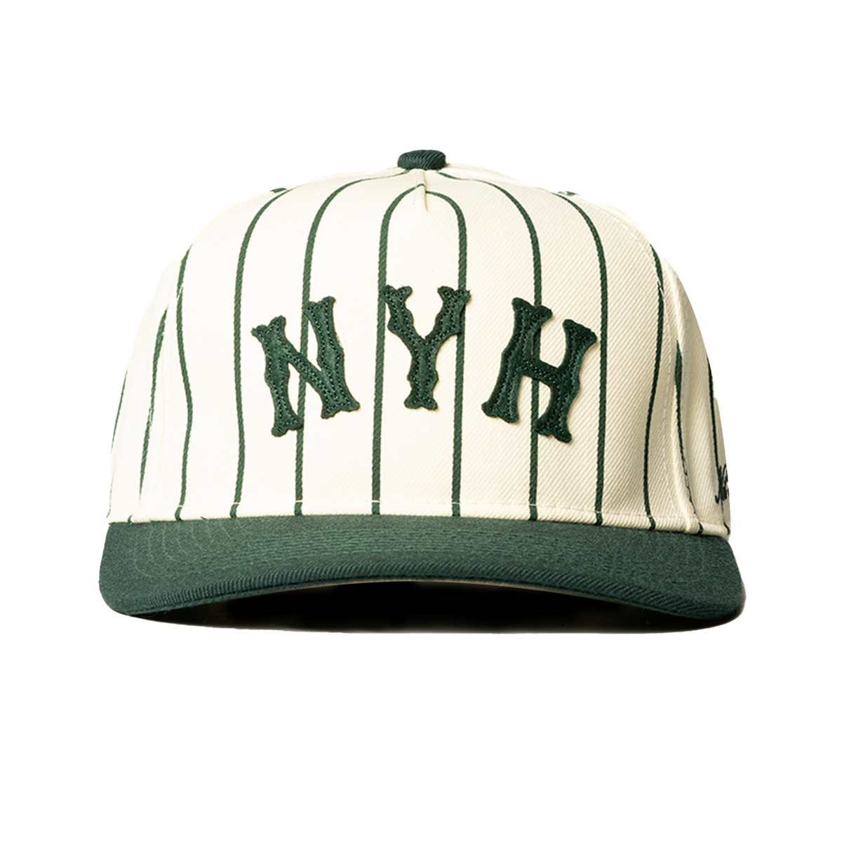 PINSTRIPE CAP - OFF-WHITE & SIGNATURE GREEN – NOT YET HOME
